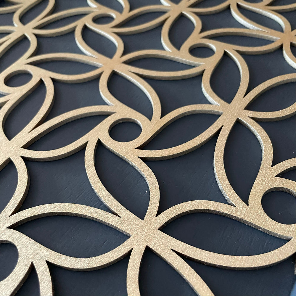 Retro Leaves | wooden inlay panel in retro design – STENCIL UP